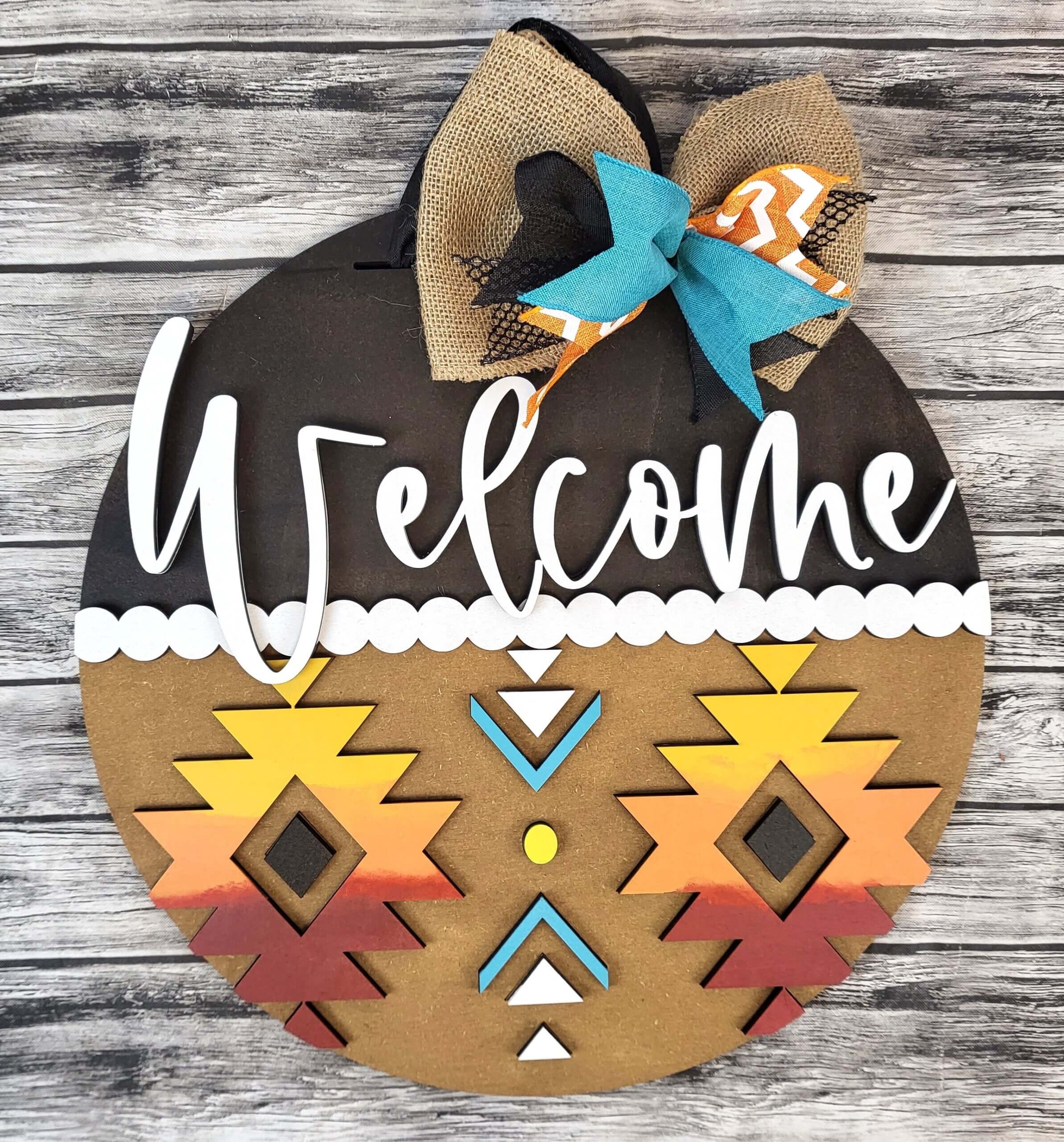 Welcome Aztec Door Hanger – Blue Bonnet Studios